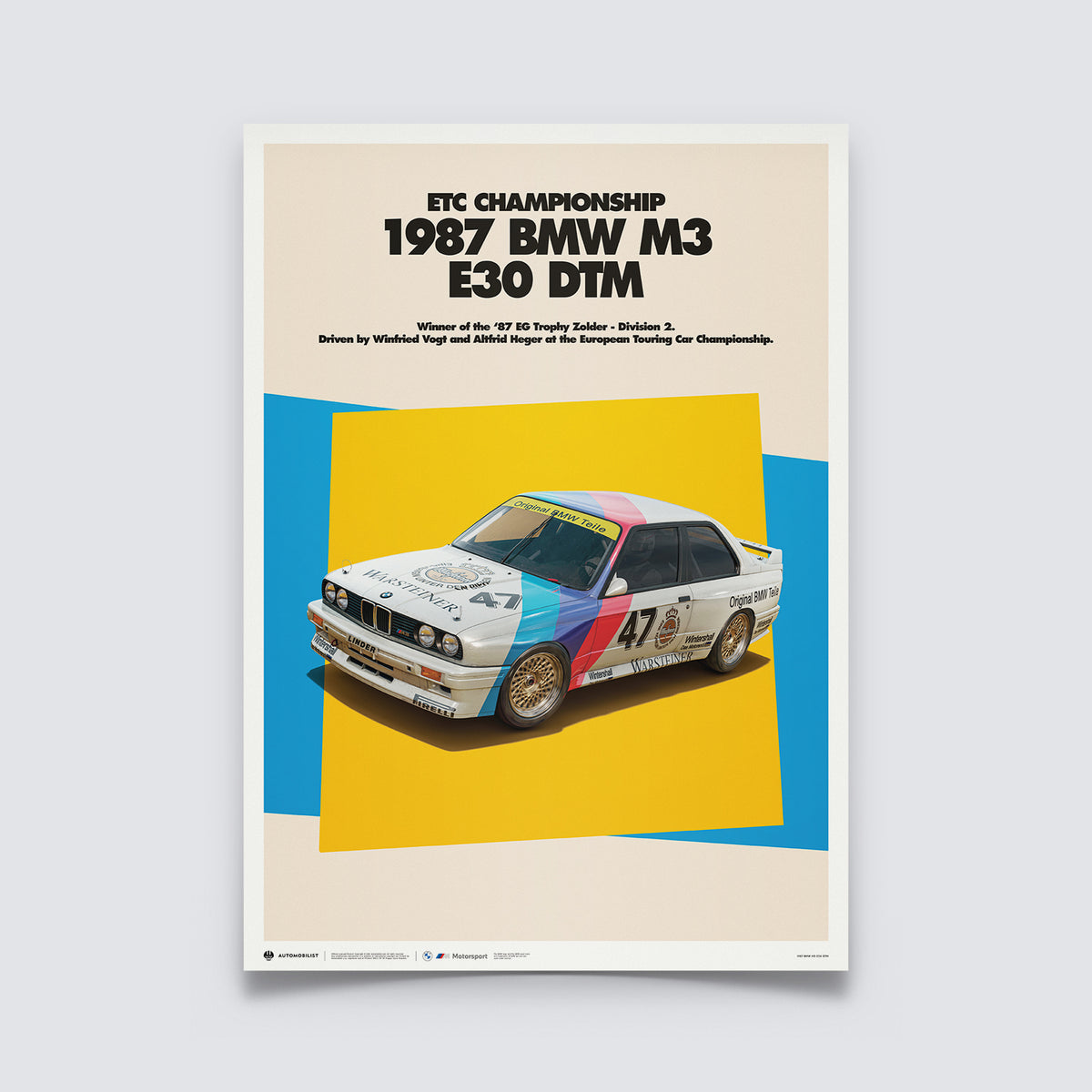 1987 BMW E30 M3 DTM | BMW Art Car Series | BMW M Poster | Automobilist