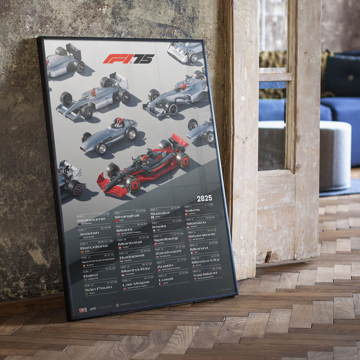 Formula 1® - 75th anniversary - Calendar Poster - 2025 | Automobilist