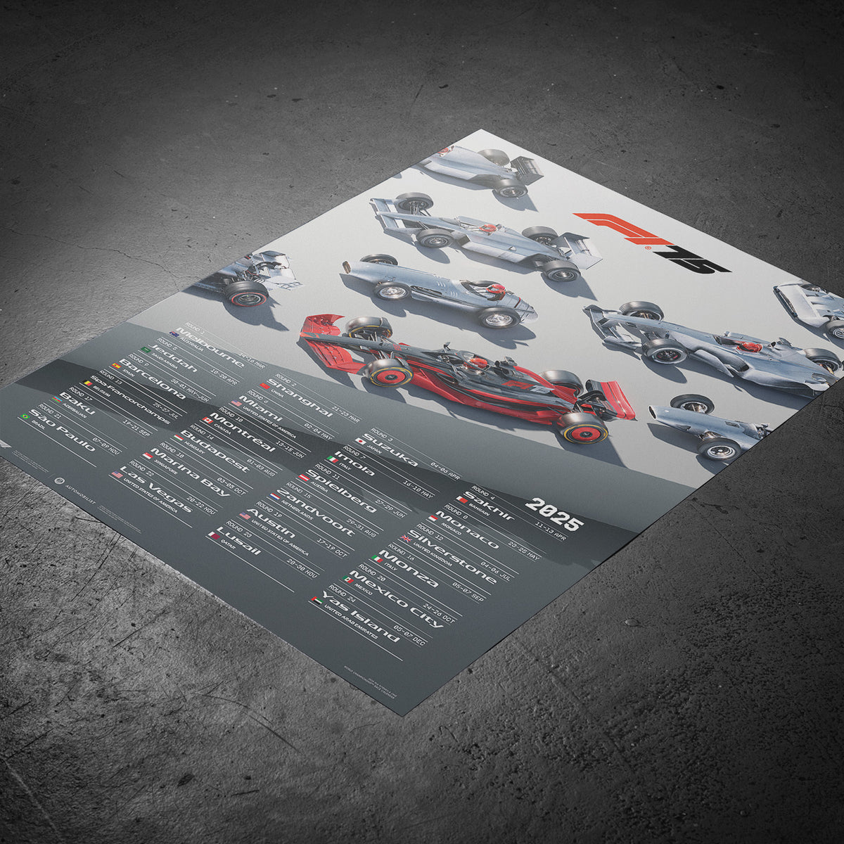 Formula 1® - 75th anniversary - Calendar Poster - 2025 | Automobilist