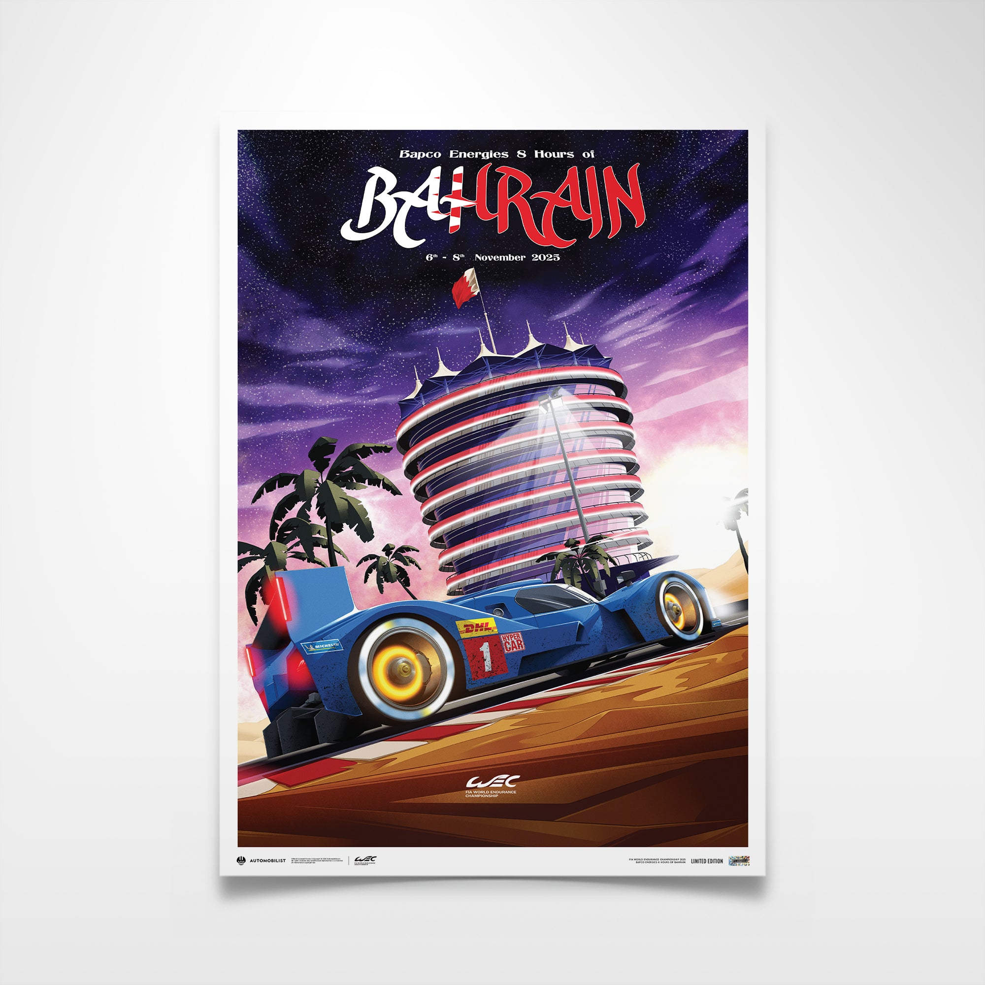 FIA WEC 2025 | 8 Hours of Bahrain | Official Event Poster | Automobilist