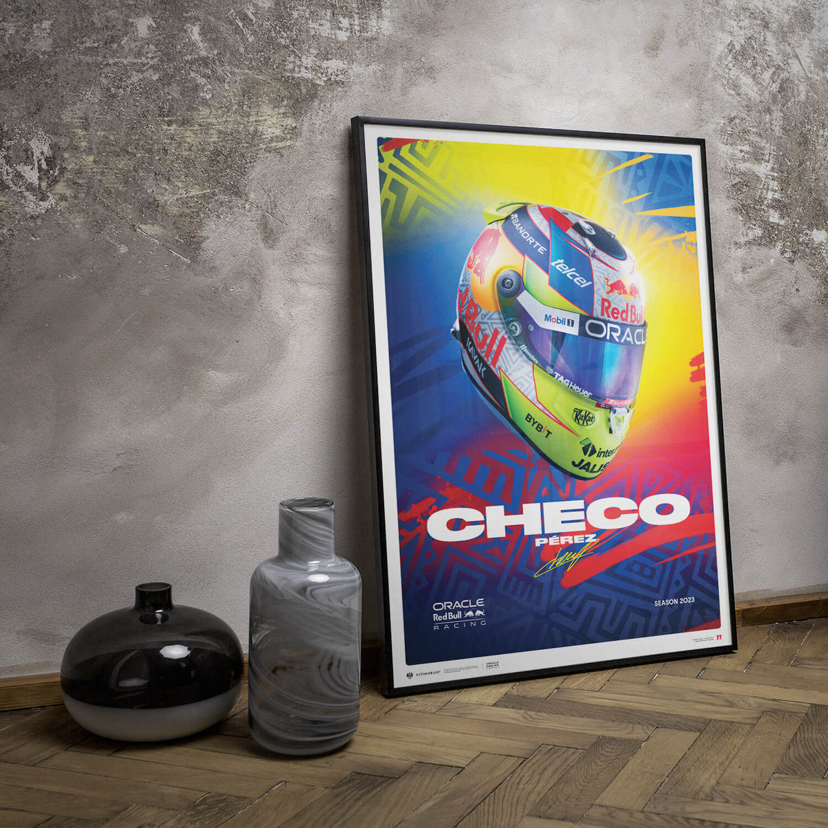 Sergio Pérez | 2023 Helmet | Oracle Red Bull Racing Poster | Automobilist