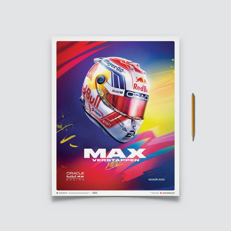 Max Verstappen | 2023 Helmet | Oracle Red Bull Racing Poster | Automobilist