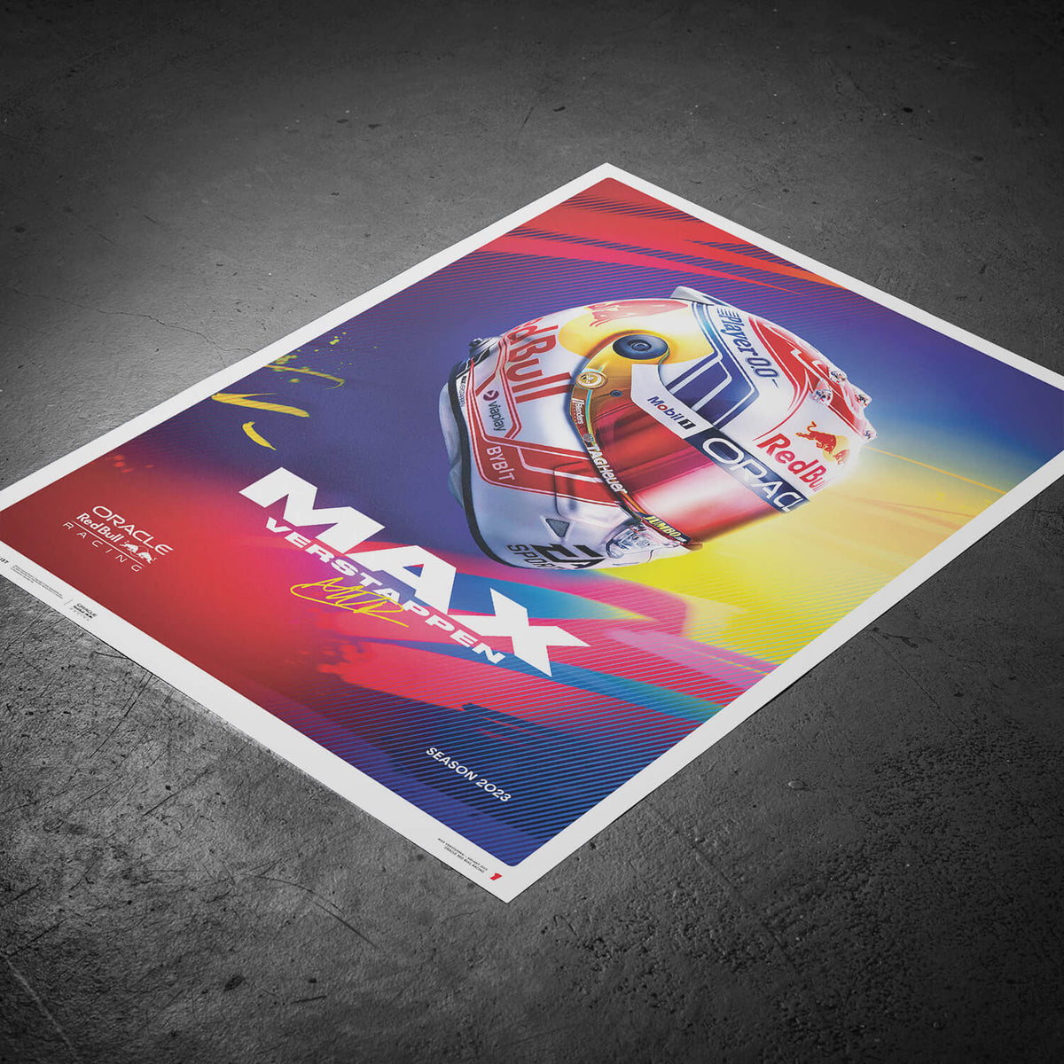 Max Verstappen | 2023 Helmet | Oracle Red Bull Racing Poster | Automobilist