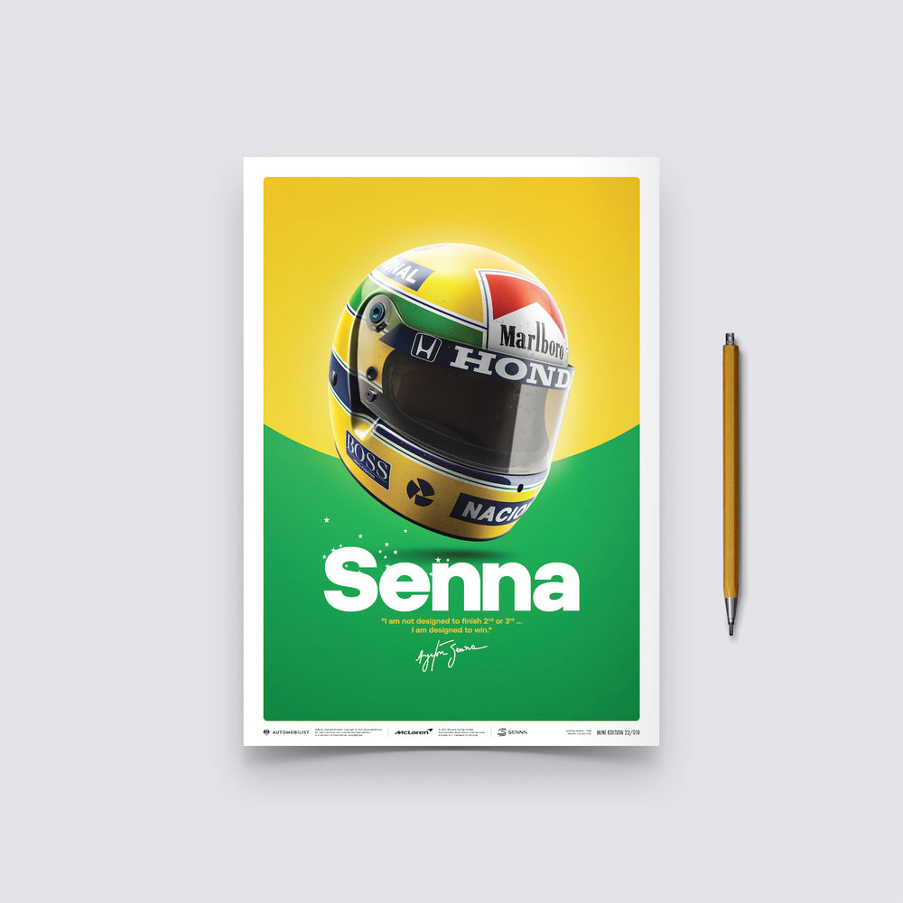 Ayrton Senna | 1988 Helmet 35th Anniversary | McLaren MP4/4 Poster | Automobilist
