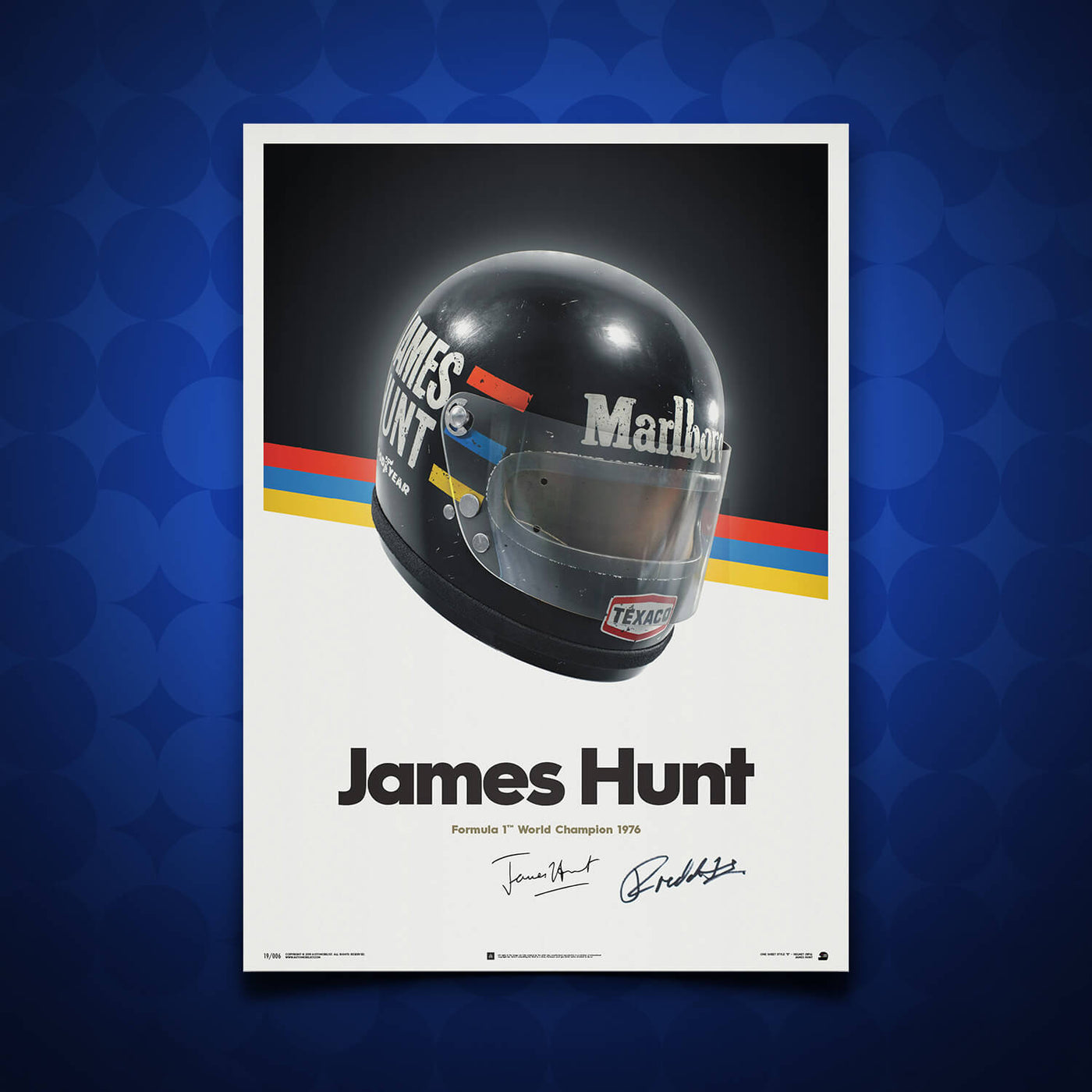 Signed by Freddie Hunt | 1976 James Hunt Helmet | James Hunt Poster ...