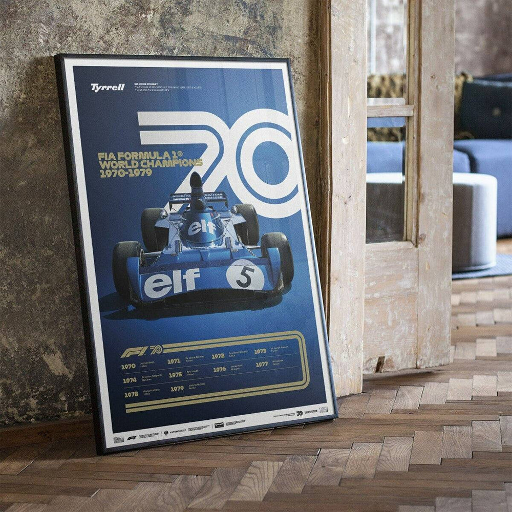 Formula 1® Decades | Tyrrell 1970s | Unique Numbers Poster | Automobilist