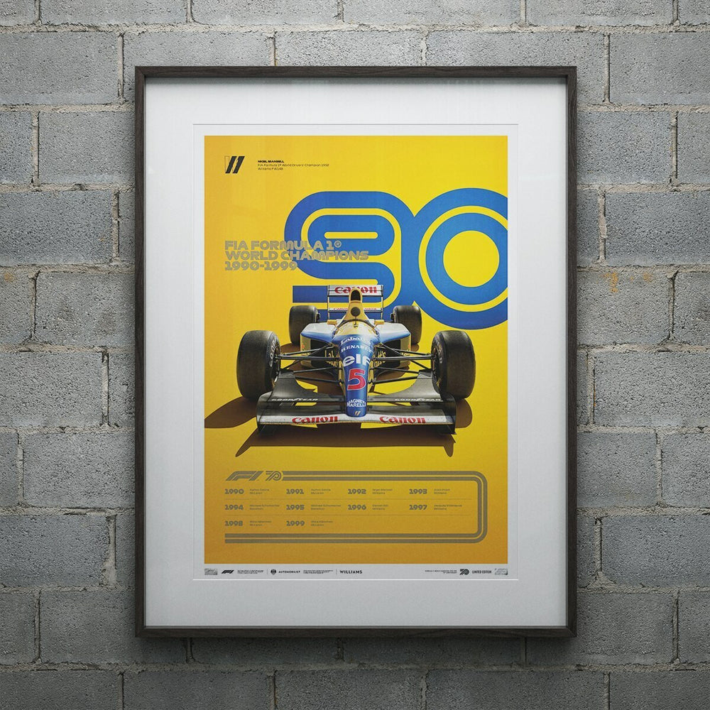 Formula 1® Decades | Williams 1990s | Unique Numbers Poster | Automobilist