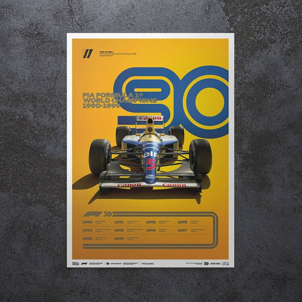 Formula 1® Decades | Williams 1990s | Unique Numbers Poster | Automobilist
