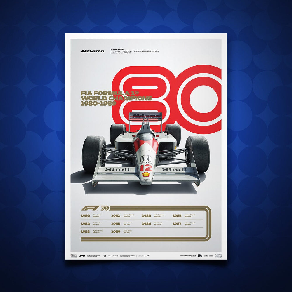 Formula 1® Decades | McLaren 1980s | Unique Numbers Poster | Automobilist