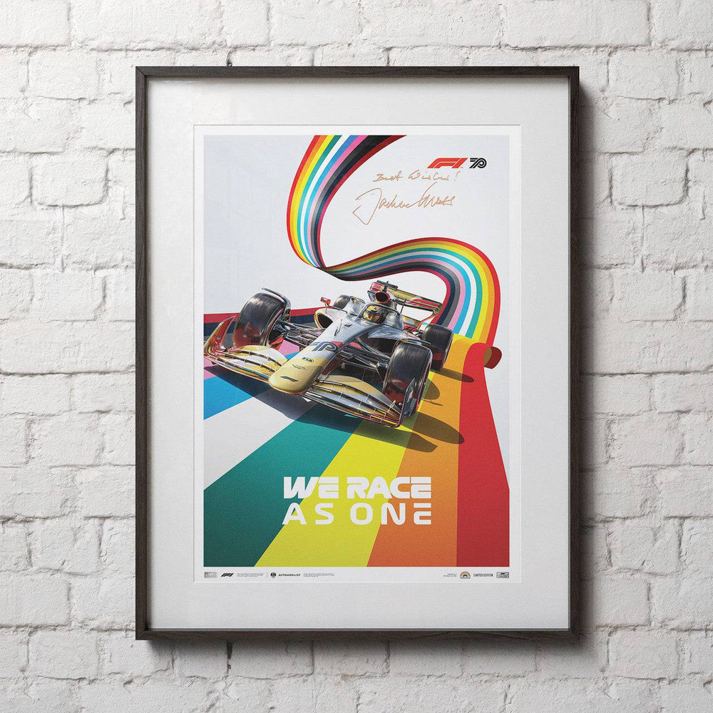 Signed by Jochen Mass | We Race As One | Formula 1 Poster | Automobilist