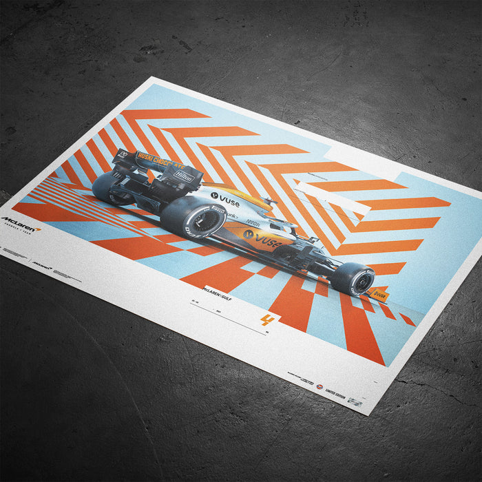 Lando Norris' McLaren with the special Gulf livery in 2021 - Second ...