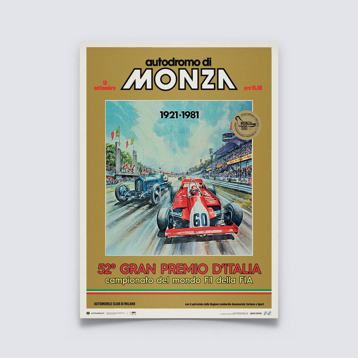 Monza Circuit | 1981 100 Years Anniversary | Monza Poster | Automobilist
