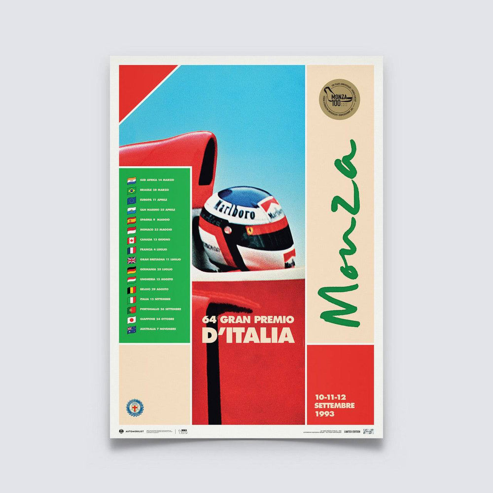 Monza Circuit | 1993 100 Years Anniversary | Monza Poster | Automobilist