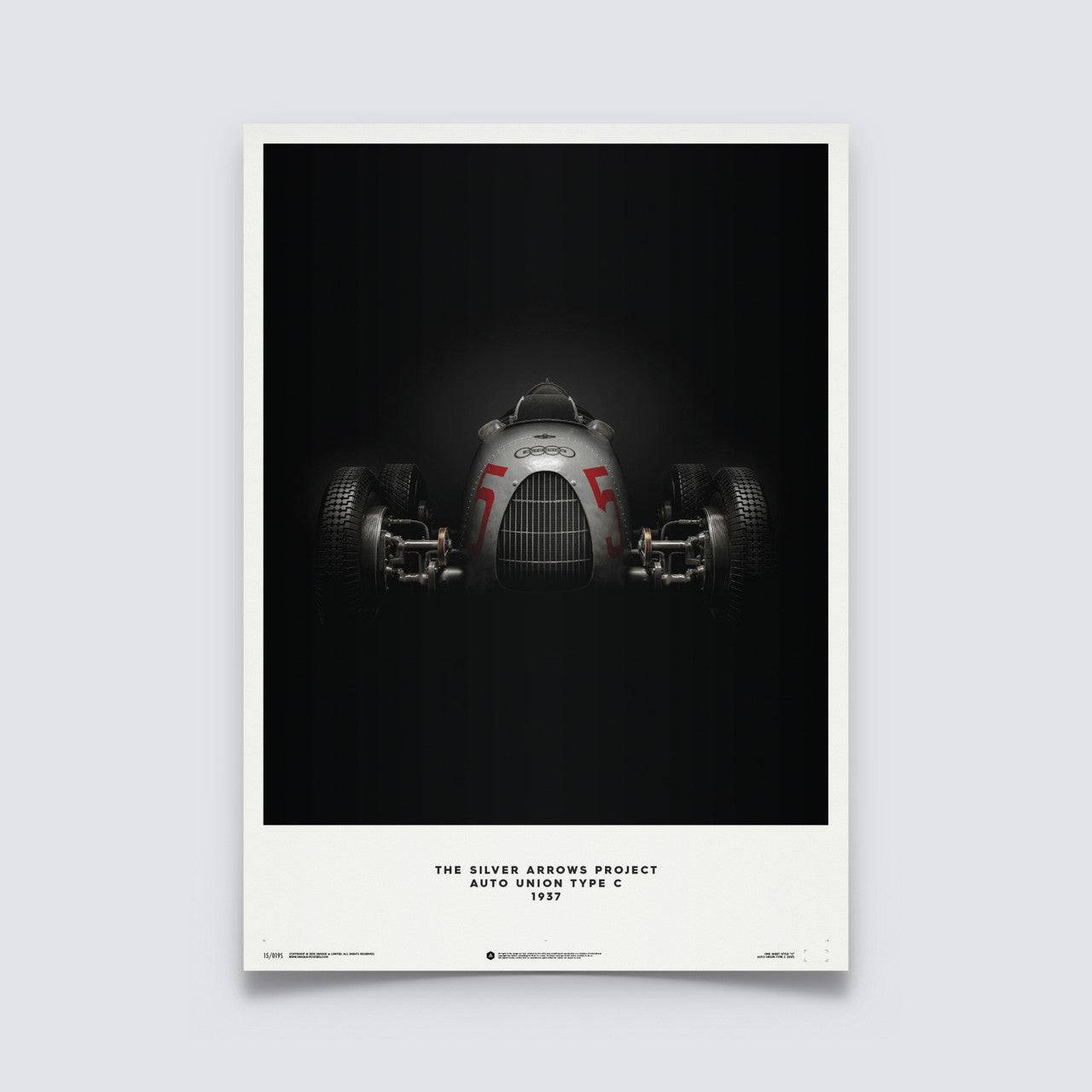 Auto Union Type C | 1937 Silver | Auto Union Poster | Automobilist