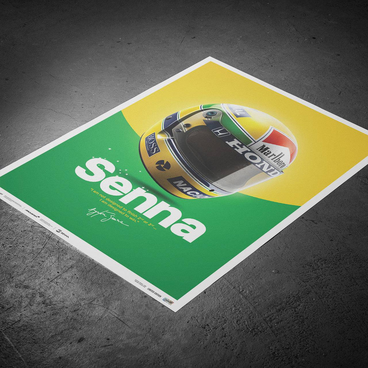 Ayrton Senna | 1988 Helmet 35th Anniversary | McLaren MP4/4 Poster | Automobilist