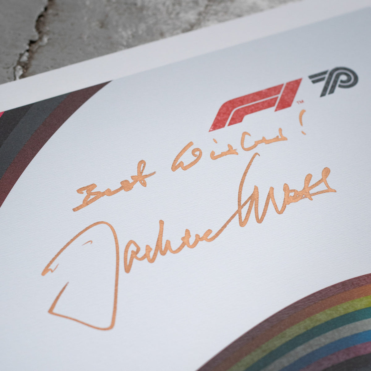 Signed by Jochen Mass | We Race As One | Formula 1 Poster | Automobilist