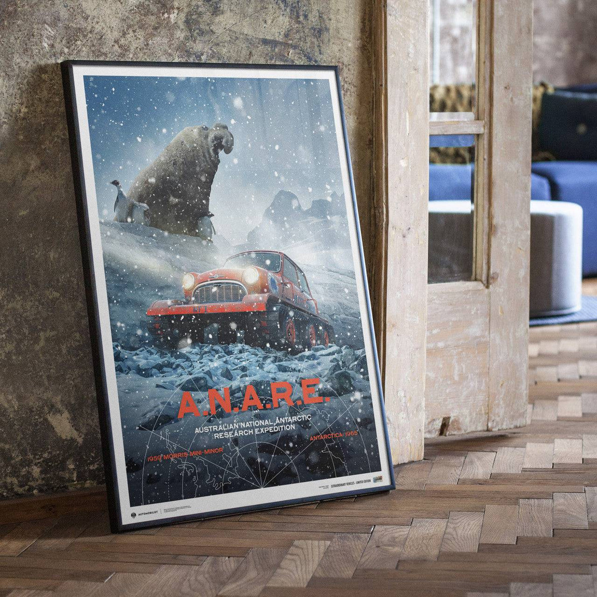 Antarctic Expedition | 1965 Morris Mini-Trac | Classic Car Poster ...